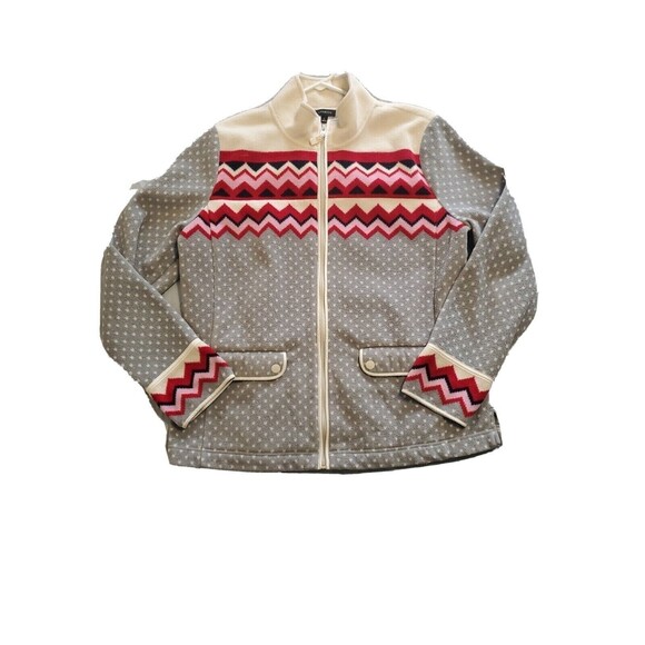 Talbots | Jackets & Coats | Talbots Large Fleece Jacket Zipped Polkadot ...
